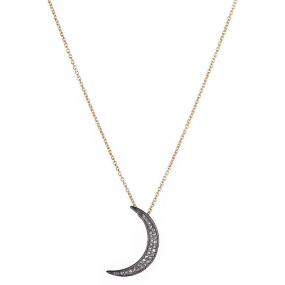 Diamond Moon Necklace | Stunning Diamond Pavé Pendan